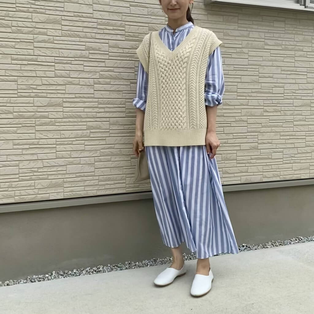 手持ち服にプラスでコーデが新鮮に!12closet アランニットベスト【LEEマルシェ・2022秋冬新作】 | LEE