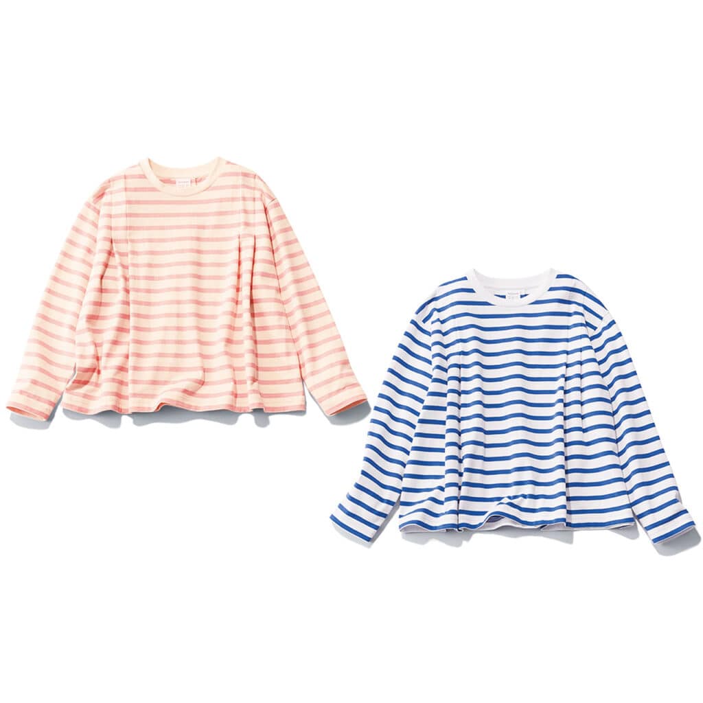 一枚で華やぐ！タック入り「ボーダー柄Tシャツ」で春をスタート【12closet】 | LEE