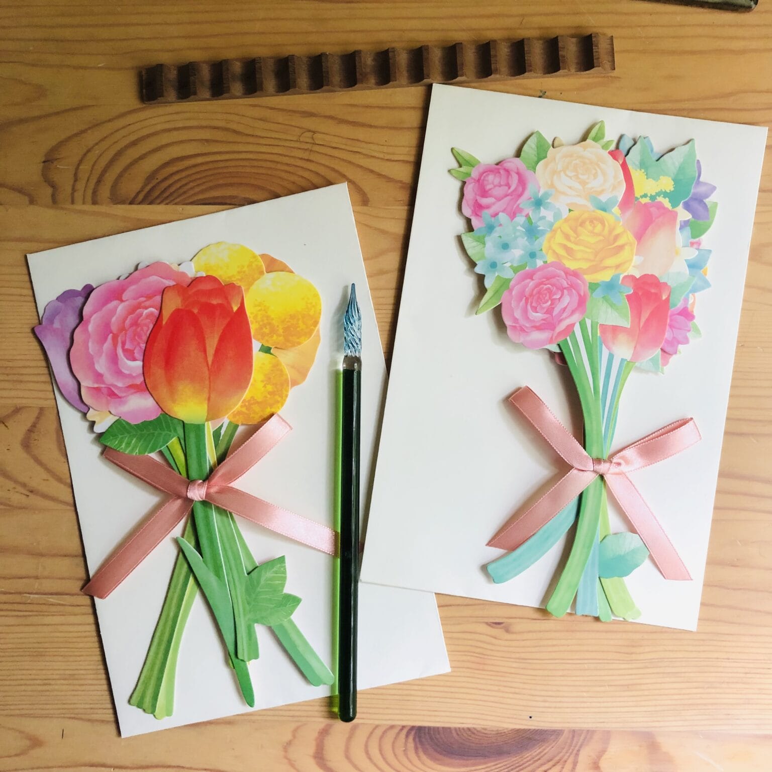 100均DAISO花束の色紙で父の日、母の日カード | LEE