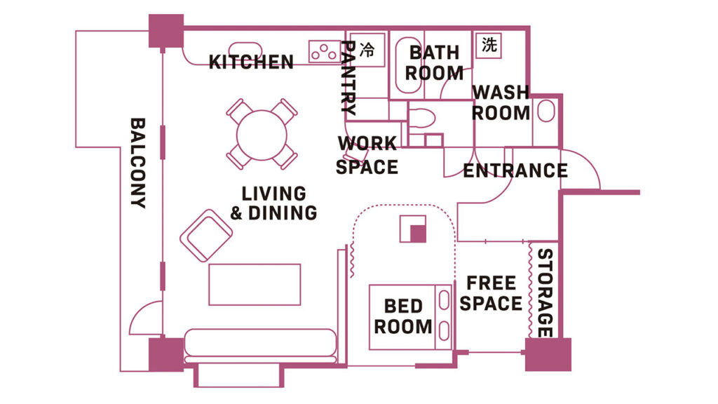 【建築士の小さい間取り】70㎡／1LDK／マンション「“今の時期だけ”にフォーカスをしたちょっと贅沢な家」 | LEE