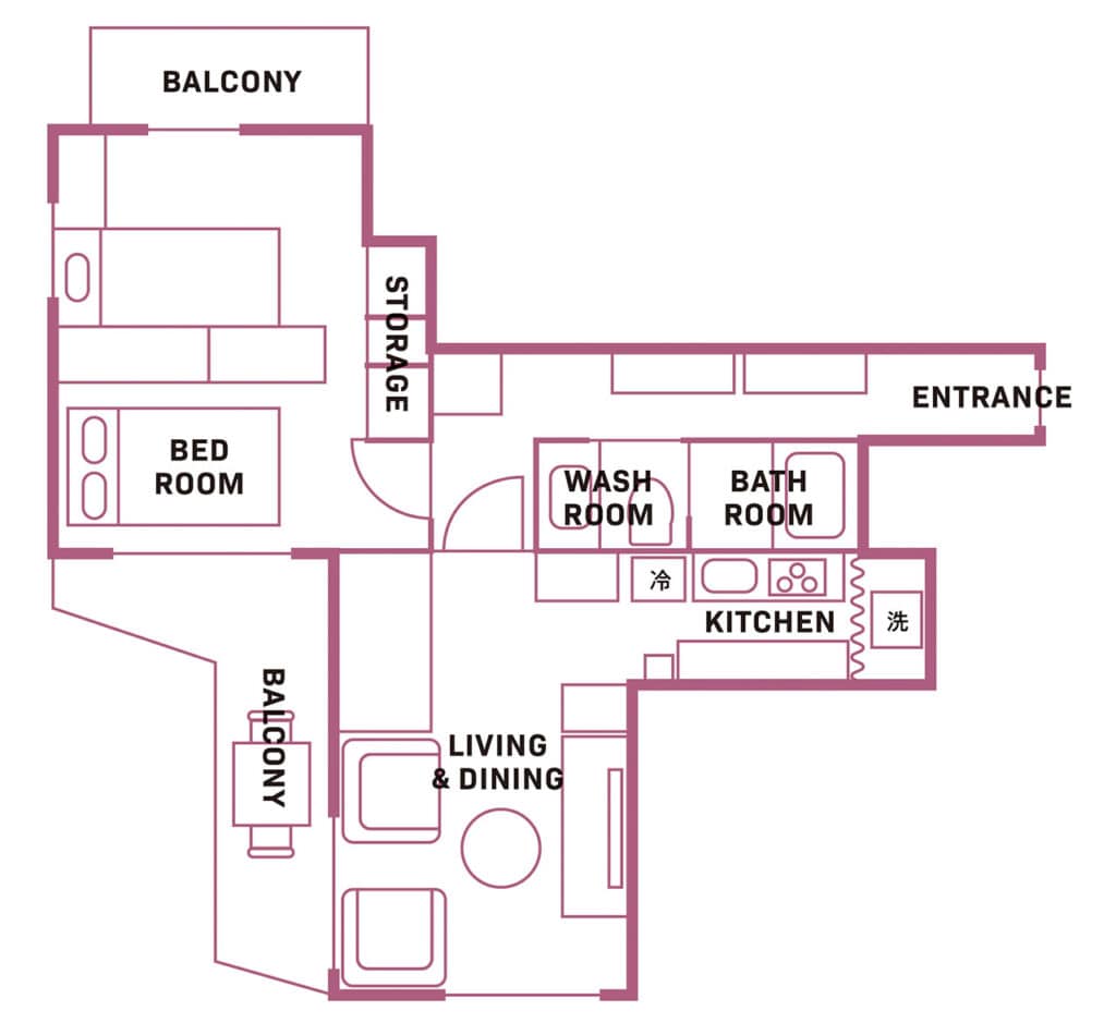 【家具で仕切って寝室を二分化】59㎡／1LDK「パリ暮らしの経験をもとに様々な工夫を」 | LEE